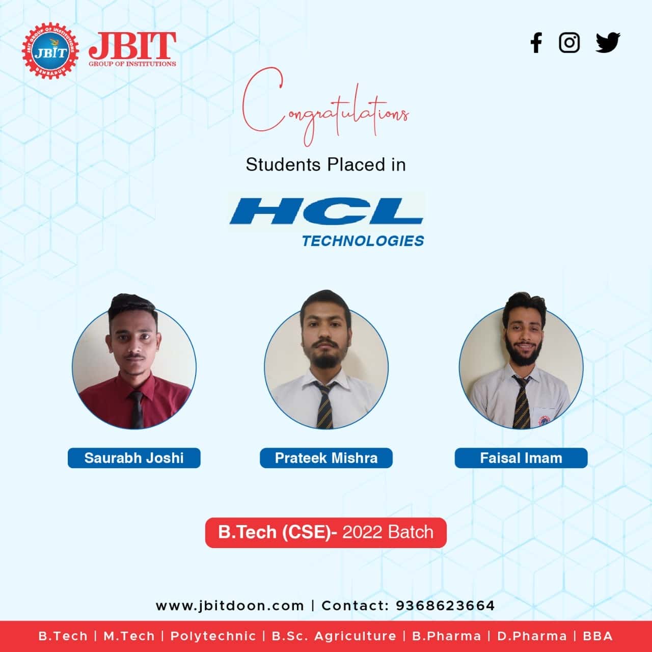 JBIT Dehradun | No 1 Destination For Pool Campus Placement Drive in ...